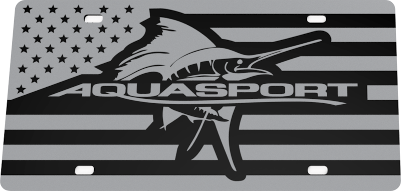 Aquasport Boats License Plate | Black Gloss Acrylic | American Offshore