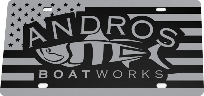 Andros Boats License Plate | Black Gloss Acrylic | American Offshore