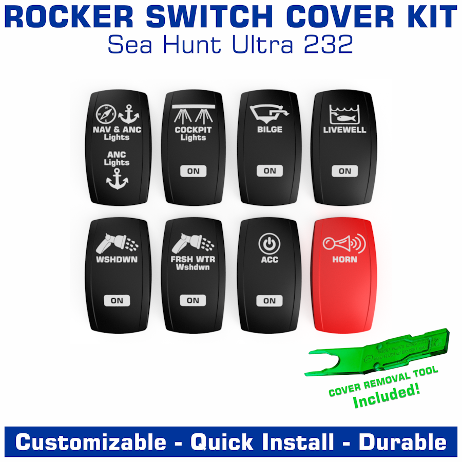 Contura V Laser Etched Rocker Switch Cover Kit | Sea Hunt Ultra 232 ...