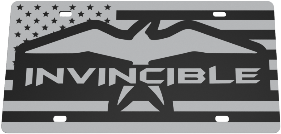 Invincible Boats License Plate | Black Gloss Acrylic | American Offshore