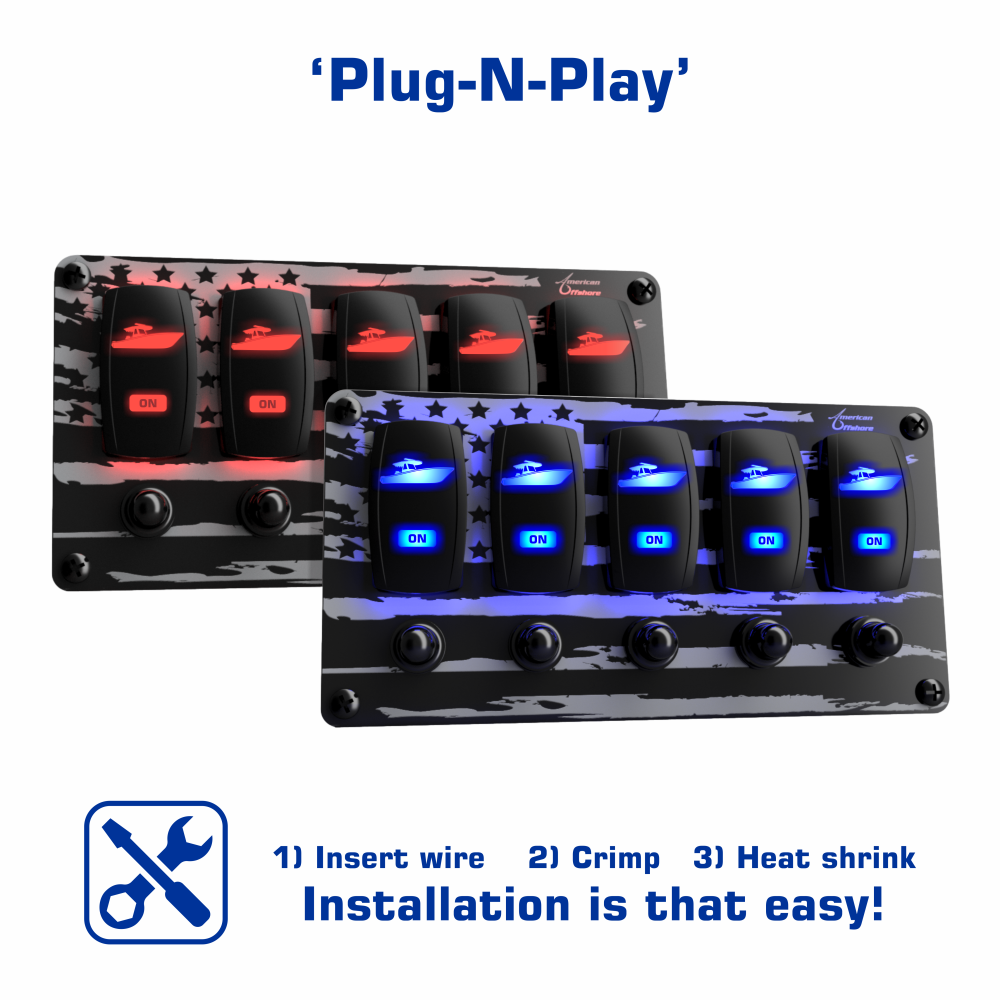 5 Gang Rocker Switch Panel | American Offshore